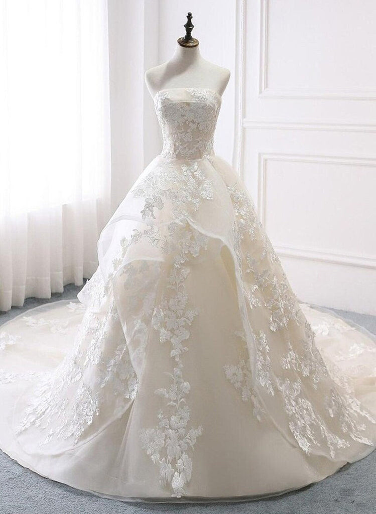 Beautiful Ivory Ball Gown Long Wedding Party Dress,Ivory Wedding Dress ...
