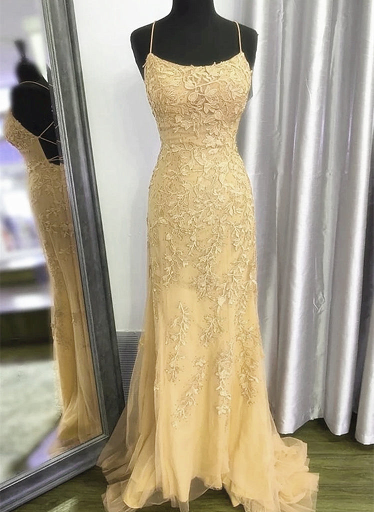 Backless Orange Lace Long Prom Dress, Mermaid Orange Lace Formal Dress ...