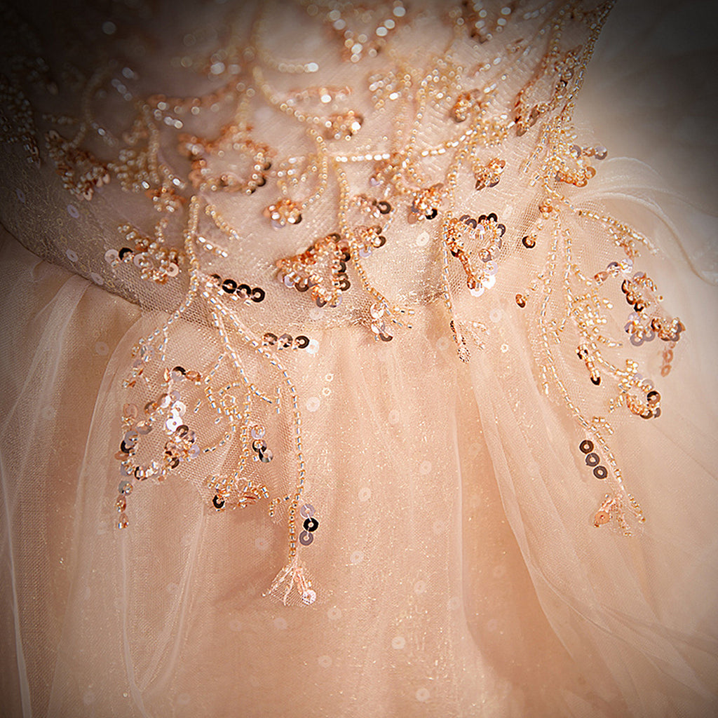 Pink Shiny Tulle Sweetheart Long Layers Party Dress, A-line Pink Tulle ...