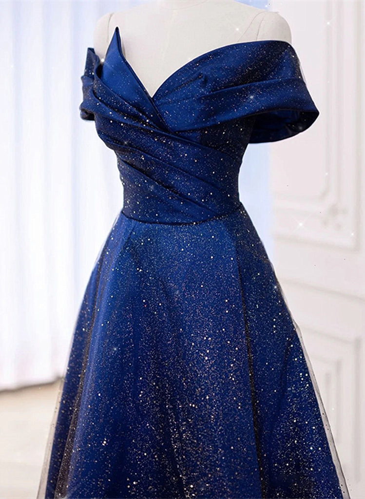 Blue Satin Long Simple Formal Dress, Blue Wedding Party Dress – Cutedressy