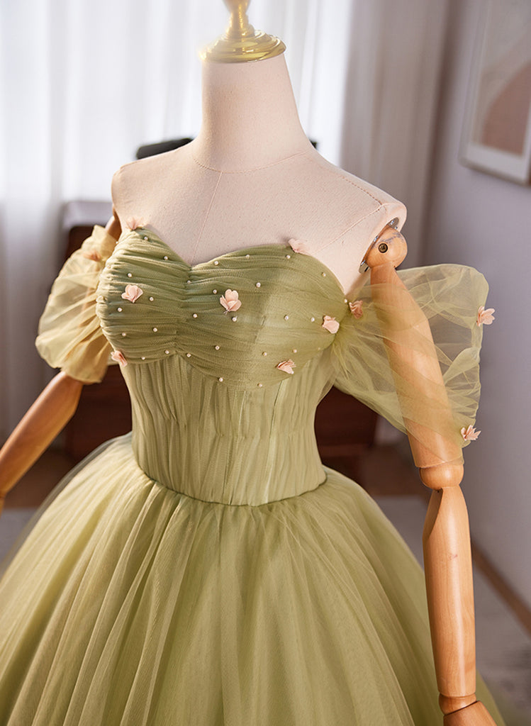Light Green Sweetheart Tulle Long Formal Dress, Light Green Prom Dress ...