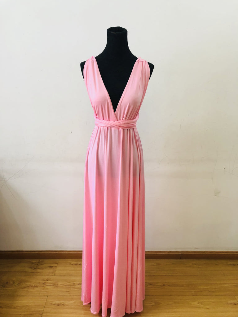Charming Pink High Quality Multiway Bridesmaid Dress, Women Convertibl ...